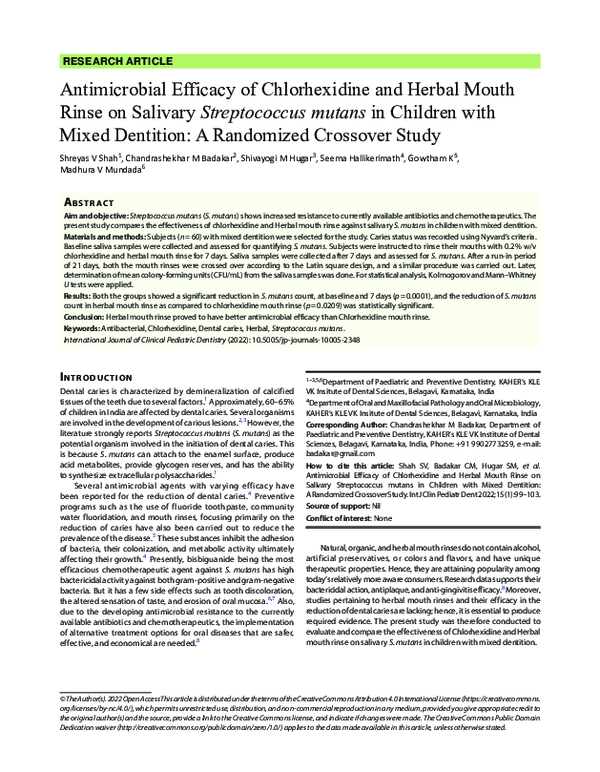(PDF) Antimicrobial Efficacy of Chlorhexidine and Herbal Mouth Rinse on ...