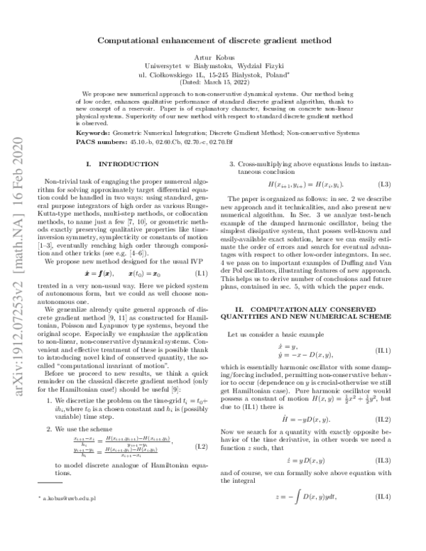 (PDF) Computational enhancement of discrete gradient method