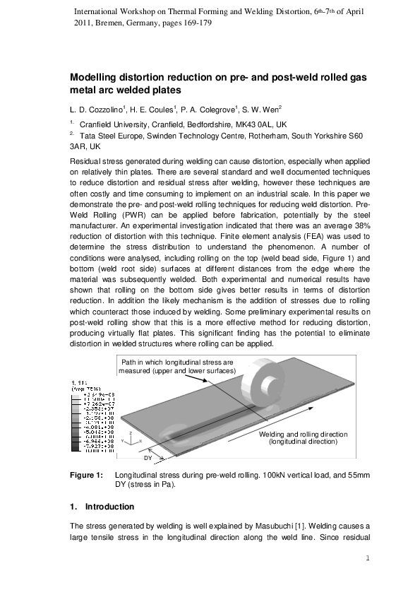 (PDF) Modelling distortion reduction on pre-and post-weld rolled gas ...