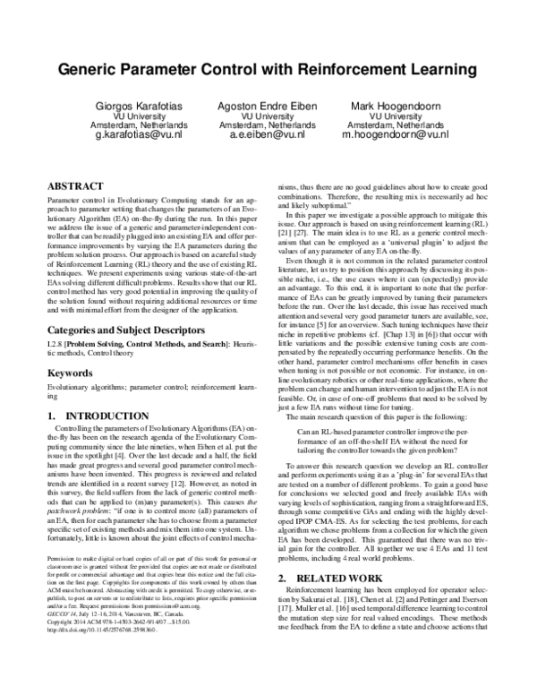 (PDF) Generic parameter control with reinforcement learning