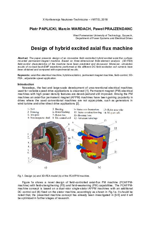 (PDF) Design of hybrid excited axial flux machine | Paweł Prajzendanc - Academia.edu