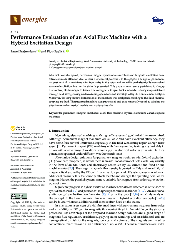 (PDF) Performance Evaluation of an Axial Flux Machine with a Hybrid ...