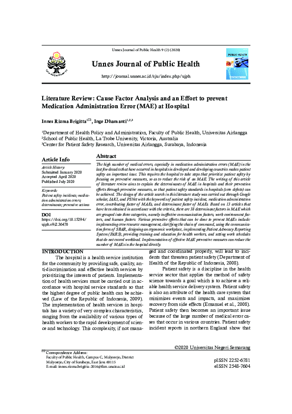 (PDF) Literature Review: Cause Factor Analysis and an Effort to prevent ...