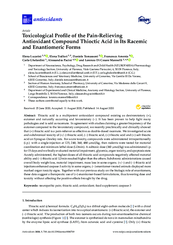 (PDF) Toxicological Profile of the Pain-Relieving Antioxidant Compound ...