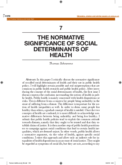 (PDF) The normative significance of social determinants of health