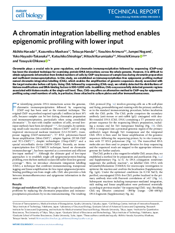 (PDF) A chromatin integration labelling method enables epigenomic ...