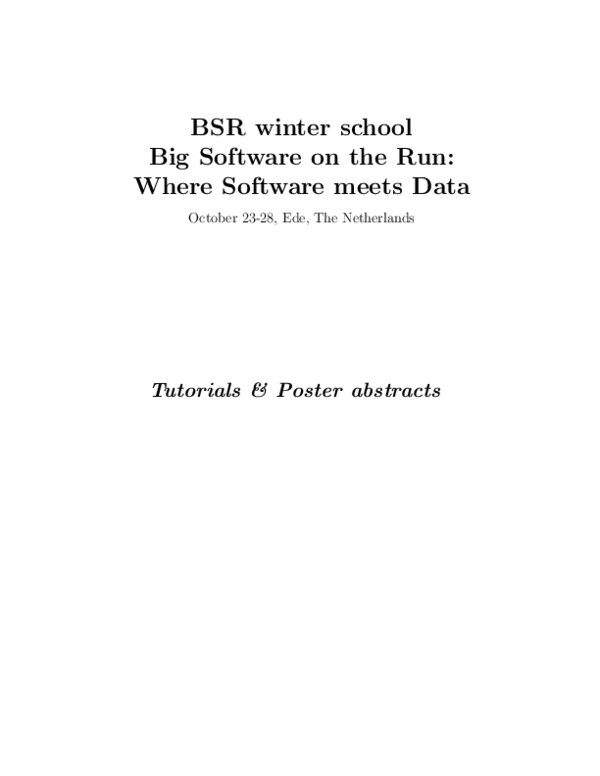 (PDF) BSR winter school Big Software on the Run : Where Software meets ...