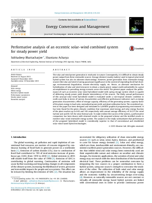 (PDF) Performative analysis of an eccentric solar–wind combined system ...