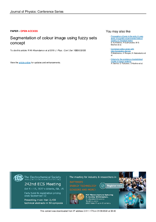 (PDF) Segmentation of colour image using fuzzy sets concept