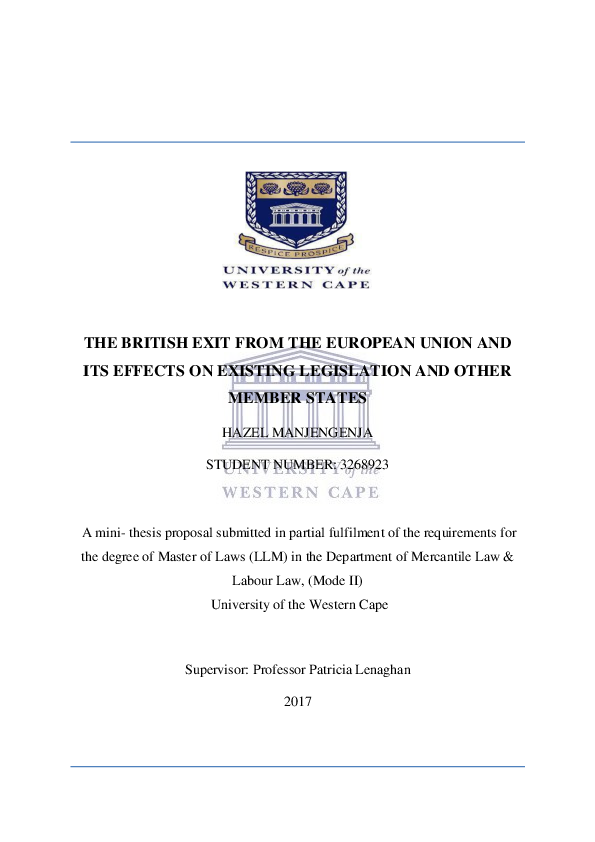 (PDF) The British exit from the European Union and its effects on ...