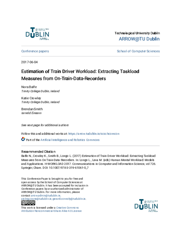 (PDF) Estimation of Train Driver Workload: Extracting Taskload Measures from On-Train-Data-Recorders