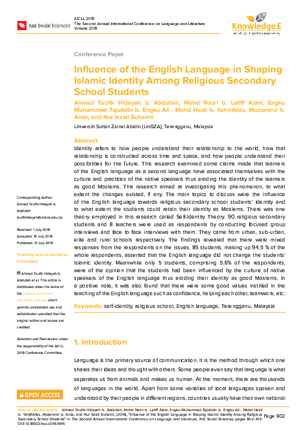 (PDF) Influence of the English Language in Shaping Islamic Identity ...