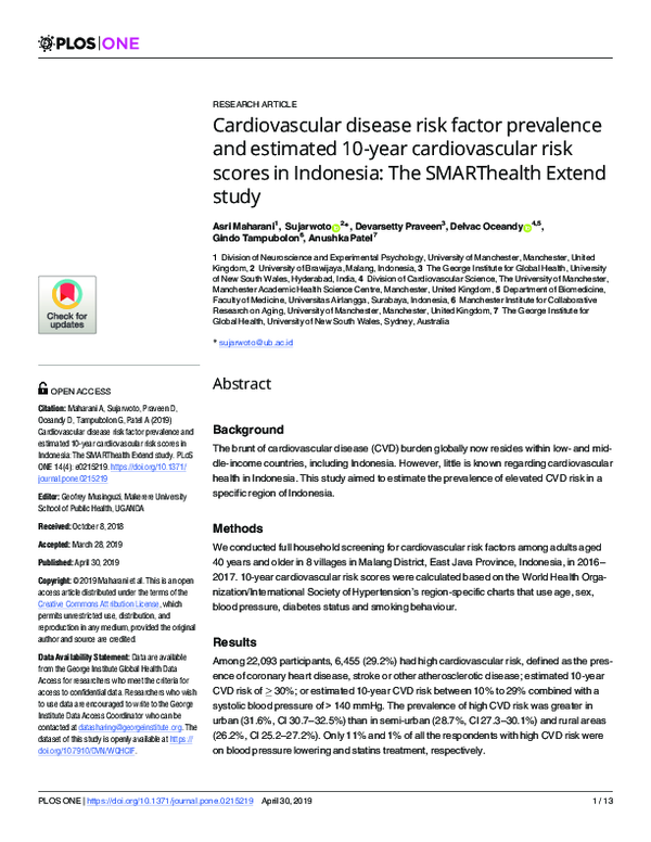 (PDF) Cardiovascular disease risk factor prevalence and estimated 10-year cardiovascular risk ...