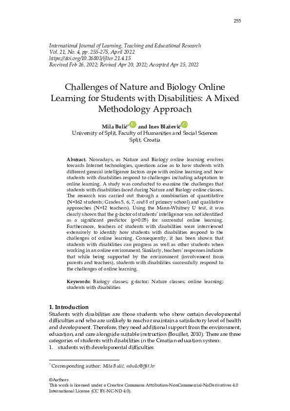 (PDF) Challenges of Nature and Biology Online Learning for Students ...