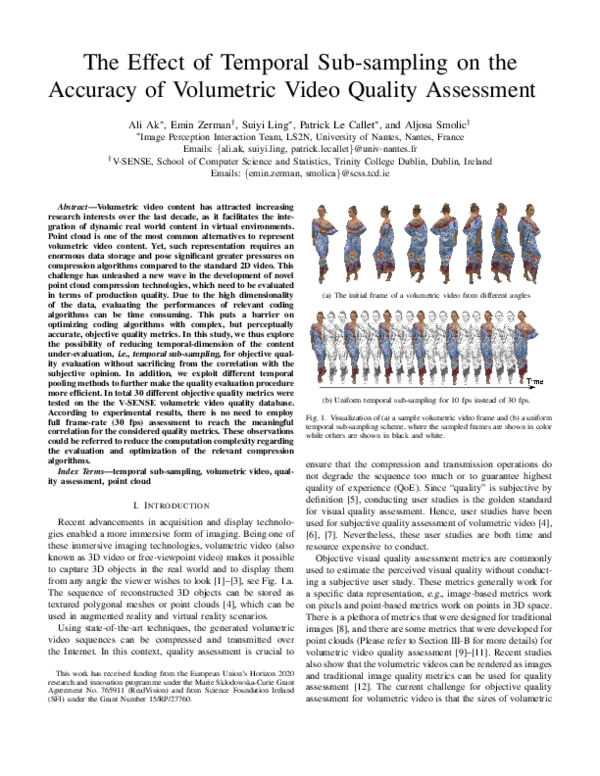 (PDF) The Effect of Temporal Sub-sampling on the Accuracy of Volumetric Video Quality Assessment