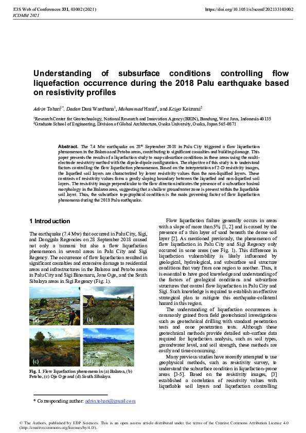 (PDF) Understanding of subsurface conditions controlling flow liquefaction occurrence during the ...