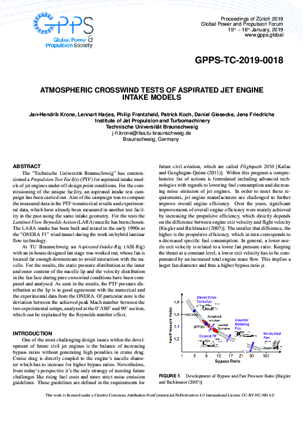 (PDF) Atmospheric Crosswind Tests of Aspirated Jet Engine Intake Models