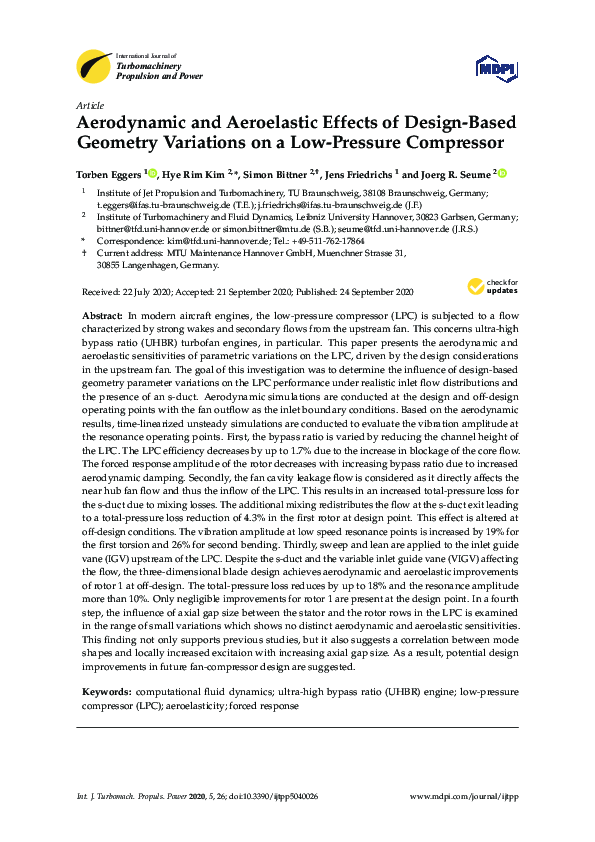 (PDF) Aerodynamic and Aeroelastic Effects of Design-Based Geometry Variations on a Low-Pressure ...
