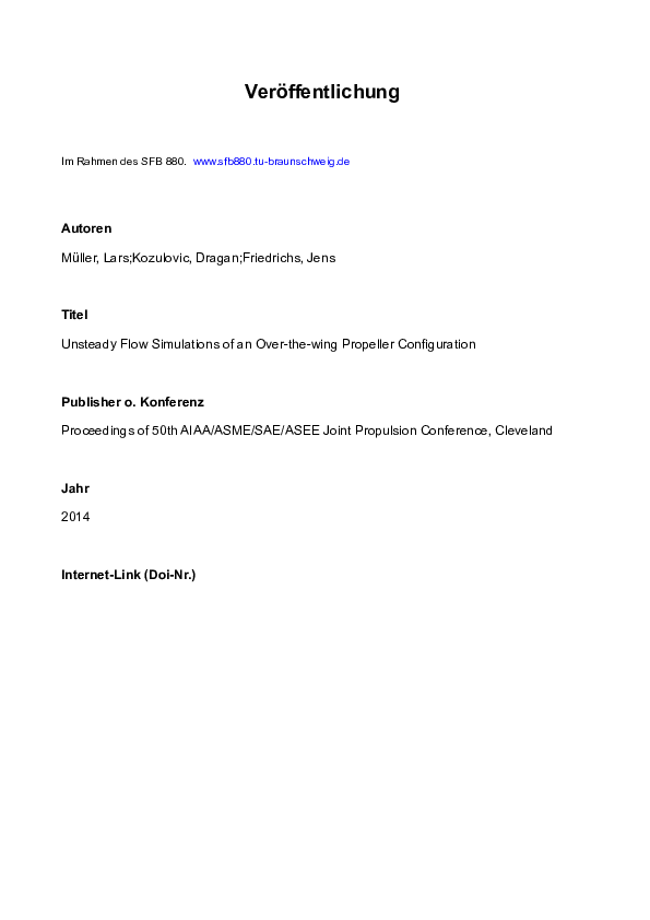 (PDF) Unsteady Flow Simulations of an Over-the-wing Propeller Configuration | Jens Friedrichs ...