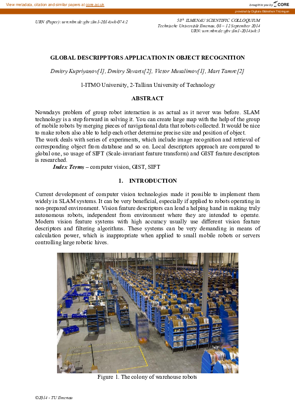 Pdf Global Descriptors Application In Object Recognition