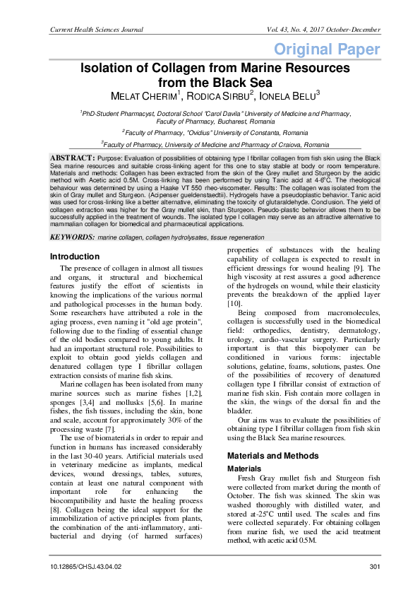 (PDF) Isolation of Collagen from Marine Resources from the Black Sea