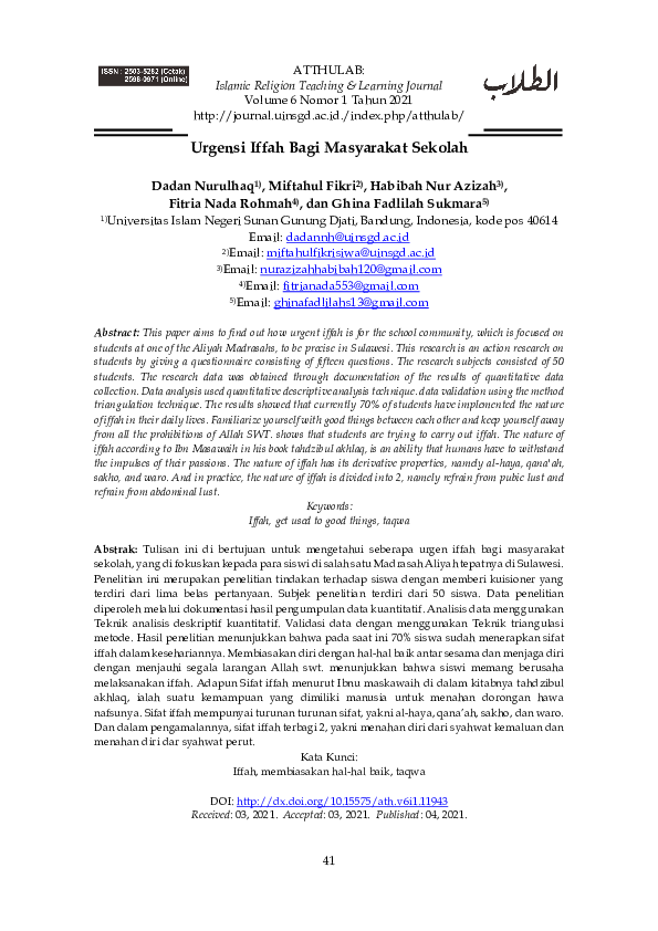 (PDF) Urgensi Iffah bagi Masyarakat Sekolah