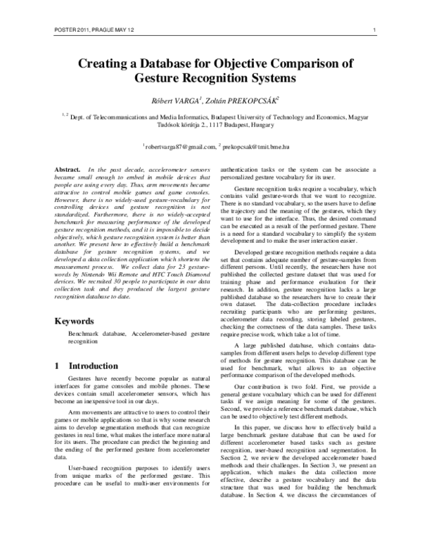 Pdf Creating A Database For Objective Comparison Of Gesture