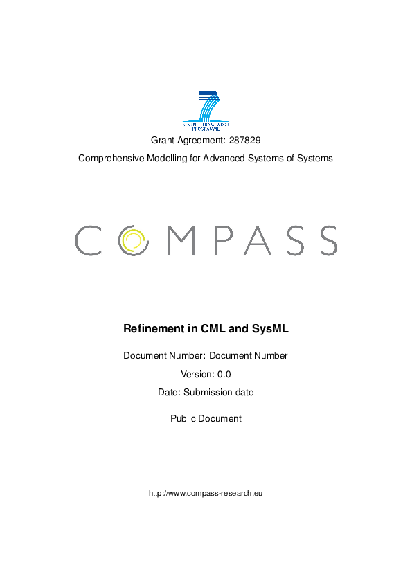 (PDF) Comprehensive Modelling for Advanced Systems of Systems Refinement in CML and SysML ...