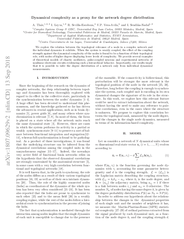Pdf Dynamical Complexity As A Proxy For The Network Degree Distribution
