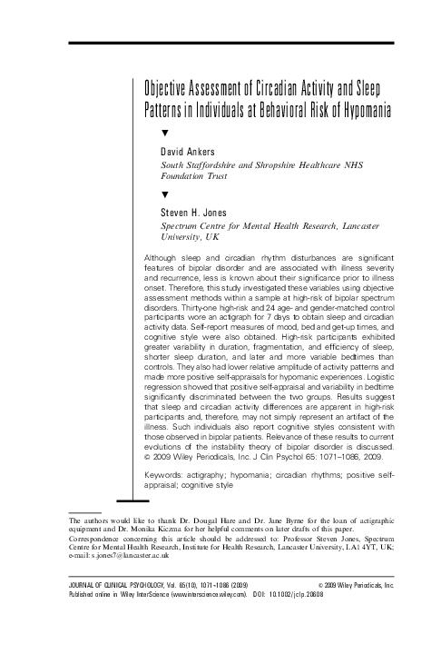(PDF) Objective assessment of circadian activity and sleep patterns in individuals at ...