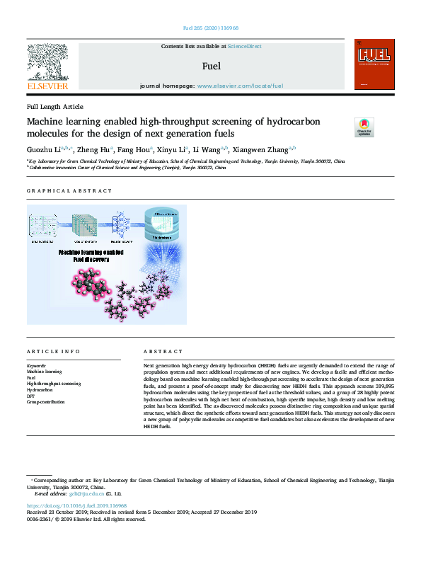 (PDF) Machine learning enabled high-throughput screening of hydrocarbon molecules for the design ...