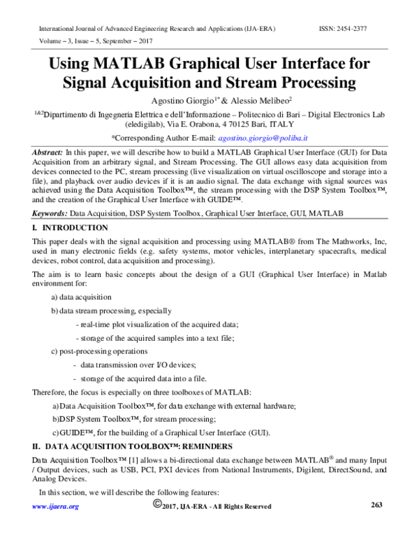 (PDF) 2017, IJA-ERA-All Rights Reserved 263 Using MATLAB Graphical User Interface for Signal ...