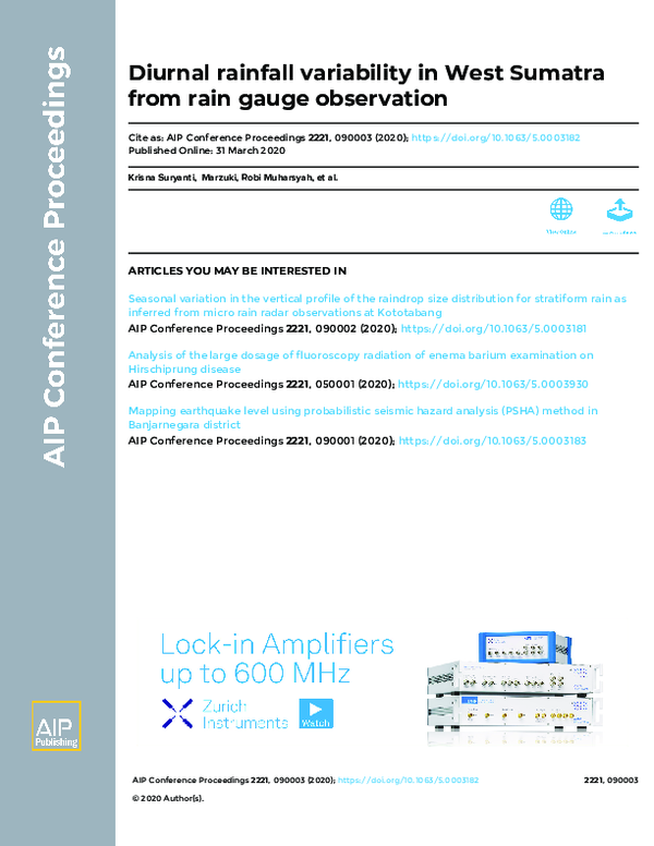 (PDF) Diurnal rainfall variability in West Sumatra from rain gauge ...