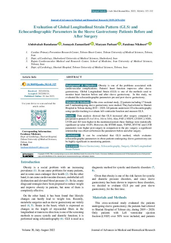 (PDF) Evaluation of Global Longitudinal Strain Pattern (GLS) and ...