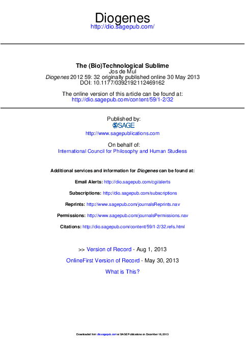 (PDF) The (Bio)Technological Sublime
