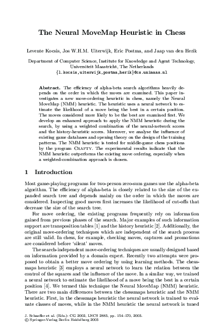 (PDF) The Neural MoveMap Heuristic in Chess