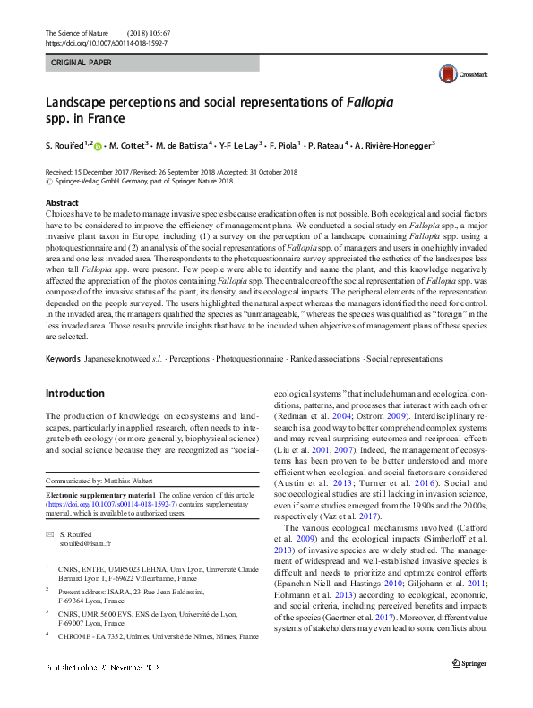 (PDF) Landscape perceptions and social representations of Fallopia spp ...