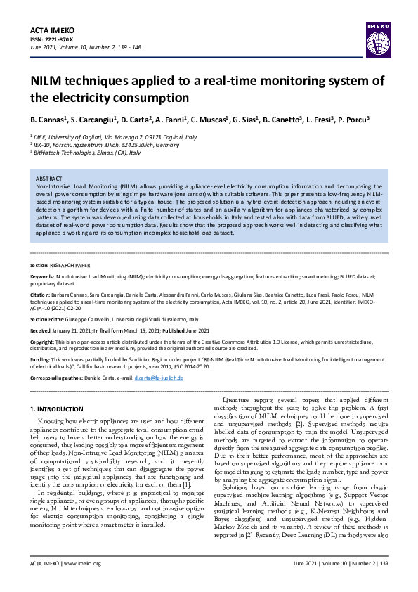 (PDF) NILM techniques applied to a real-time monitoring system of the ...