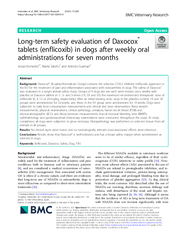 (PDF) Long-term safety evaluation of Daxocox® tablets (enflicoxib) in ...