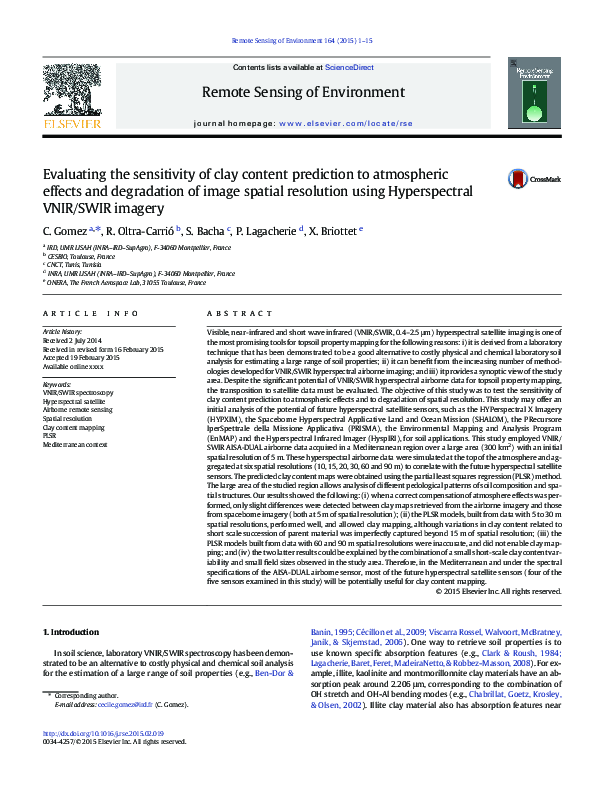Evaluating The Sensitivity Of Clay Content Prediction To Atmospheric Effects And Degradation Of