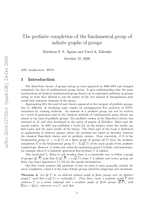 (PDF) Profinite Completion of Infinite Graphs of Groups