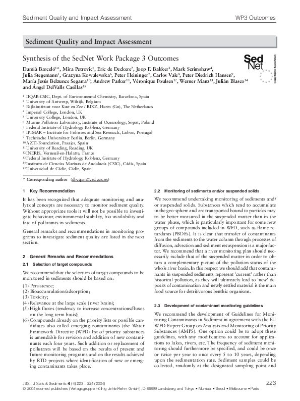 (PDF) Synthesis of the sednet work package 3 outcomes
