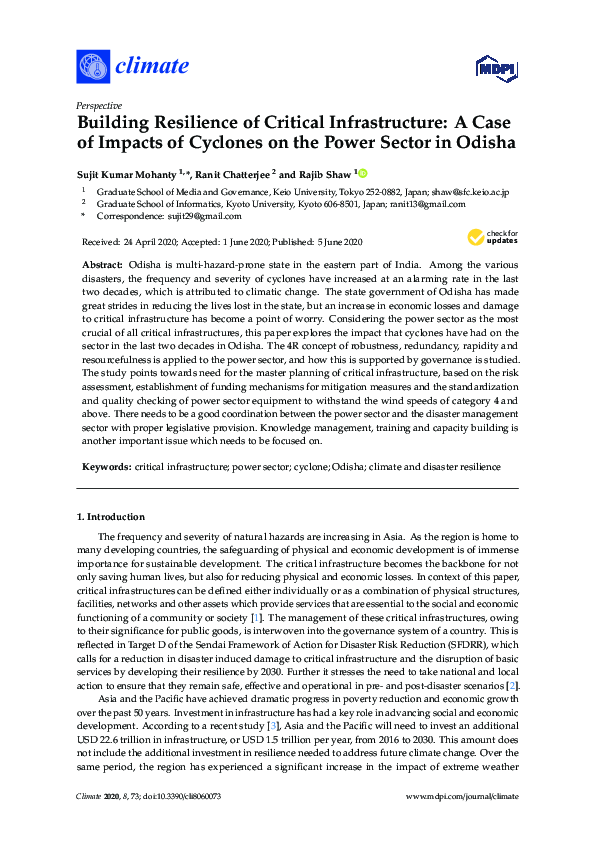 (PDF) Building Resilience of Critical Infrastructure: A Case of Impacts ...