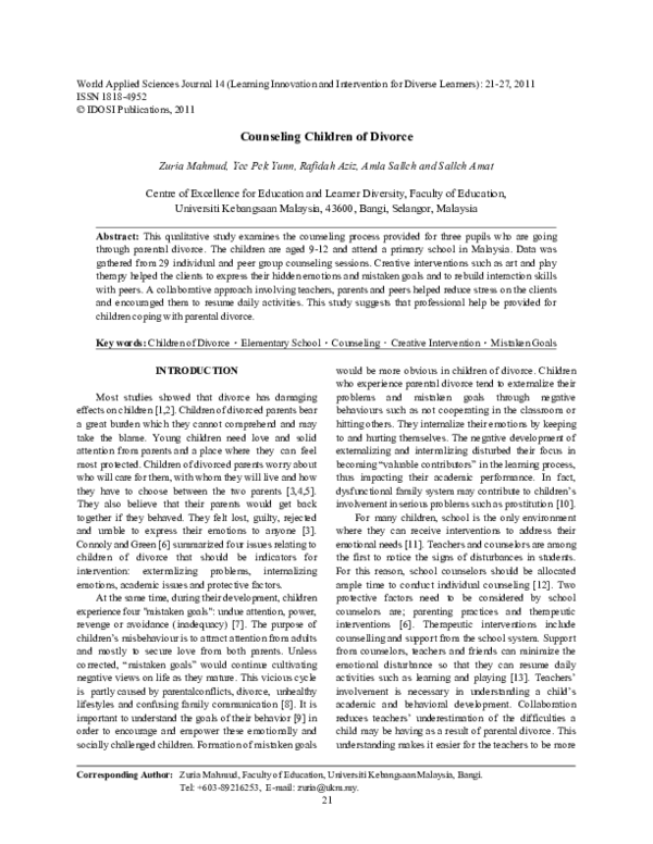 (PDF) Counseling Children of Divorce