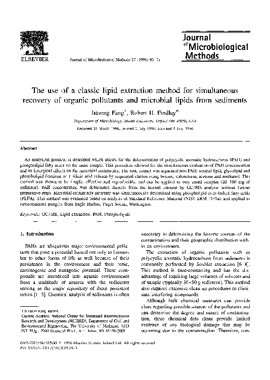 (PDF) The use of a classic lipid extraction method for simultaneous ...
