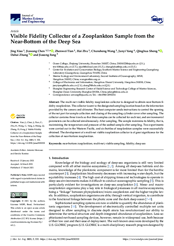 (PDF) Visible Fidelity Collector of a Zooplankton Sample from the Near ...