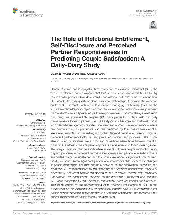 Pdf The Role Of Relational Entitlement Self Disclosure And Perceived