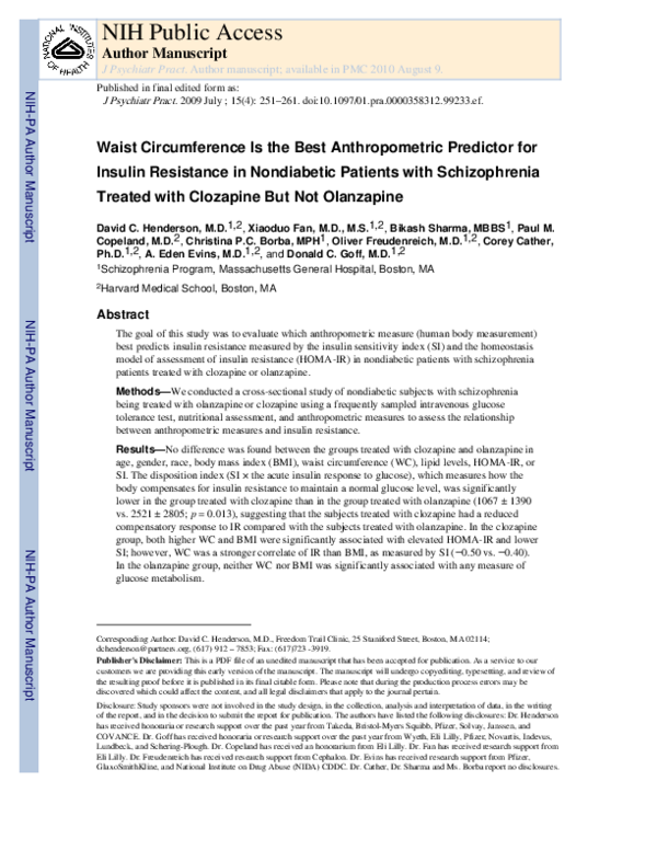 (PDF) Waist Circumference is the Best Anthropometric Predictor for Insulin Resistance in ...