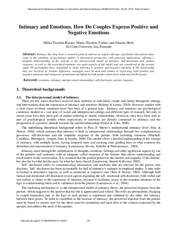 (PDF) Intimacy and Emotions . How Do Couples Express Positive and ...