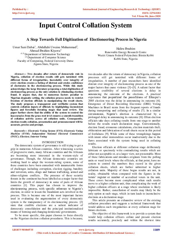 (PDF) Input Control Collation System